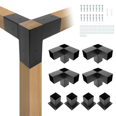 Garvee 4Pcs 4x4" Post Base, Heavy-Duty Post Bracket for Concrete & Wood ...