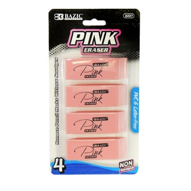 BAZIC Pink Eraser Latex Free Bevel Erasers Block Erasers (4/Pack), 2 ...