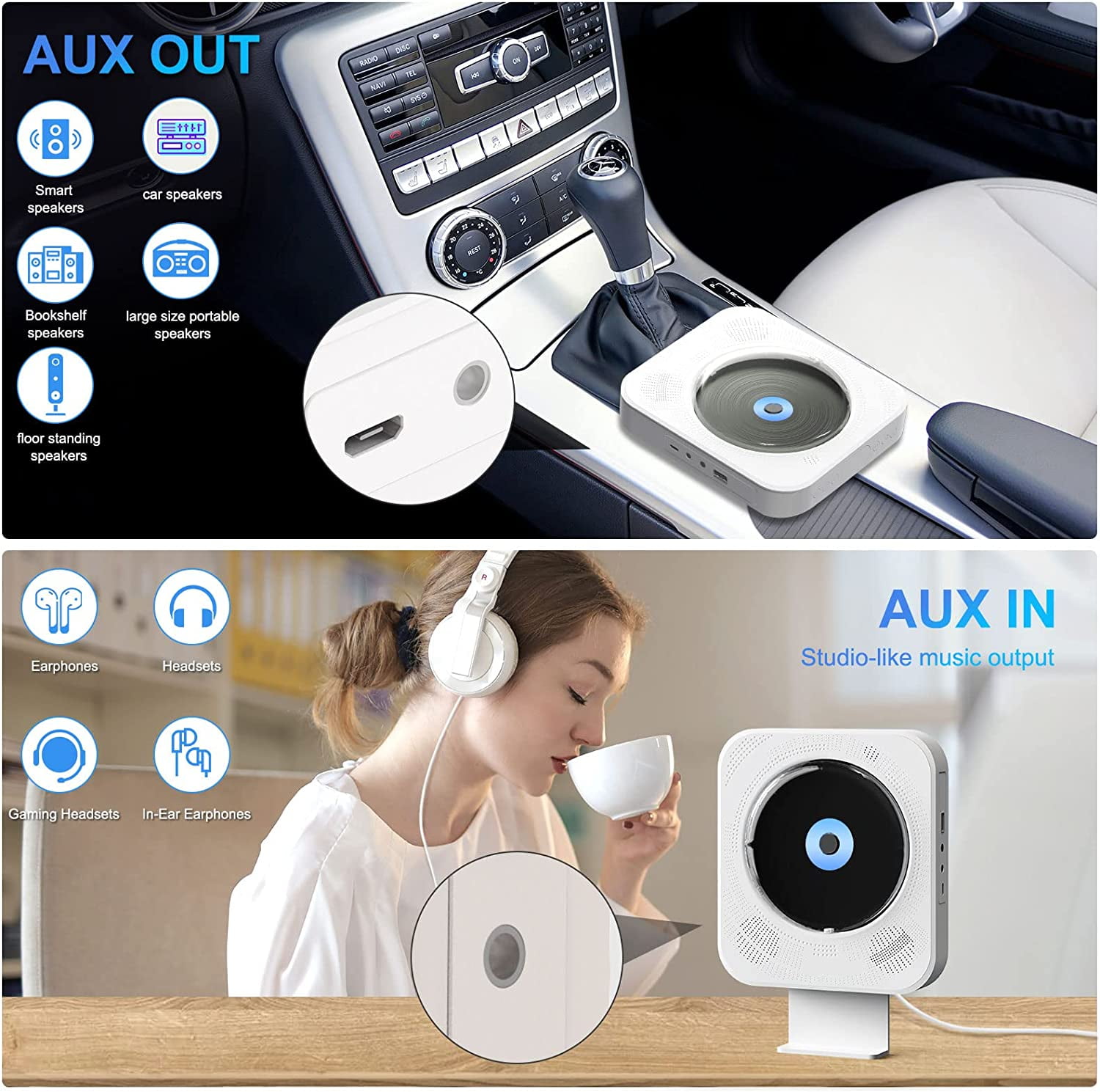 Buy CD Player with Bluetooth, Home CD Music Player with HiFi Speaker/FM ...