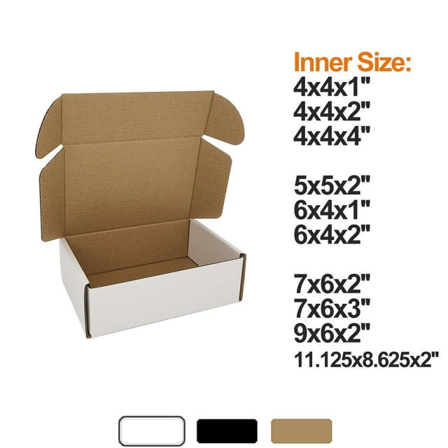 CH-BOX 50 Pack 6x4x2'' Small Corrugated Box Mailers White for Shipping ...