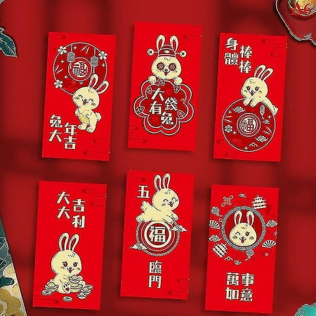 6pcs Chinese Red Envelopes Red Packet For New Year Blessing 2023 Year ...