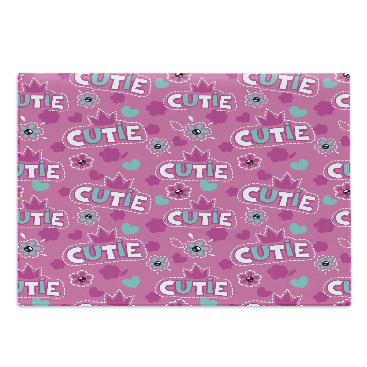 Feminine Cutting Board, Cutie Lettering with Crown Pattern and Flower ...