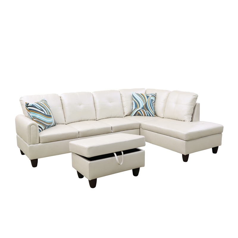 Star Home Living Off White 3PC Sectional w/ottoman - Walmart.com
