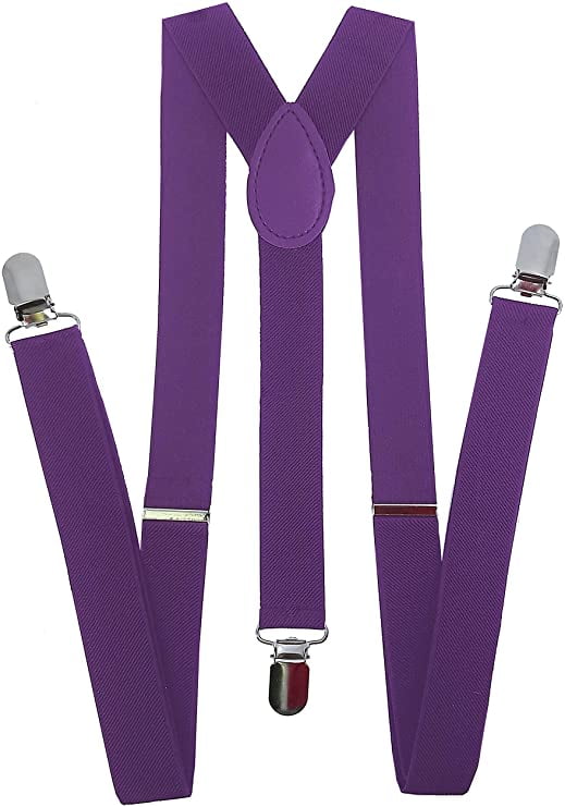 Purple Mens Womens Adjustable Elastic Y Back Style Suspenders Party ...