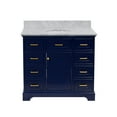 Aria 42" Bathroom Vanity with Royal Blue Cabinet and Carrara Marble Top ...