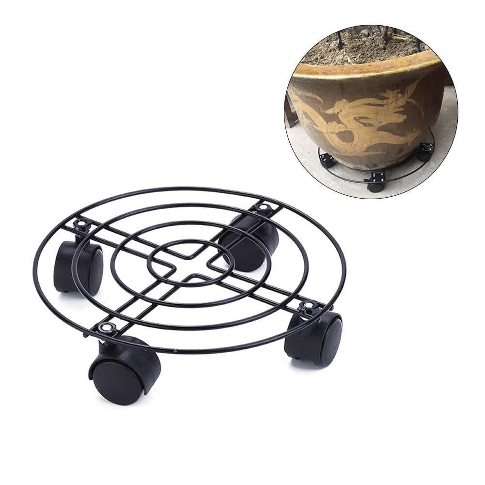 Metal Plant Caddy Heavy Duty Iron Potted Plant Stand with Wheels Round ...