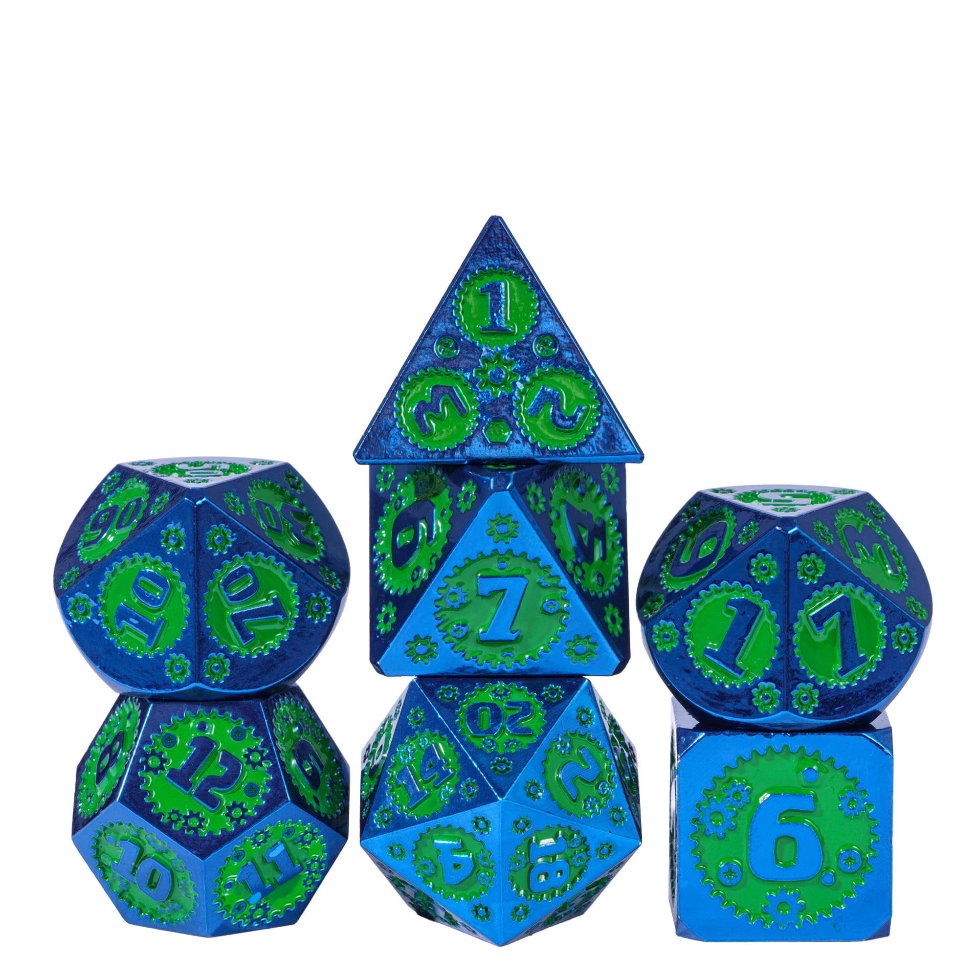 Cusdie 7-Die Metal DND Dice Set, Mechanical Gear Metal Polyhedral D&D ...