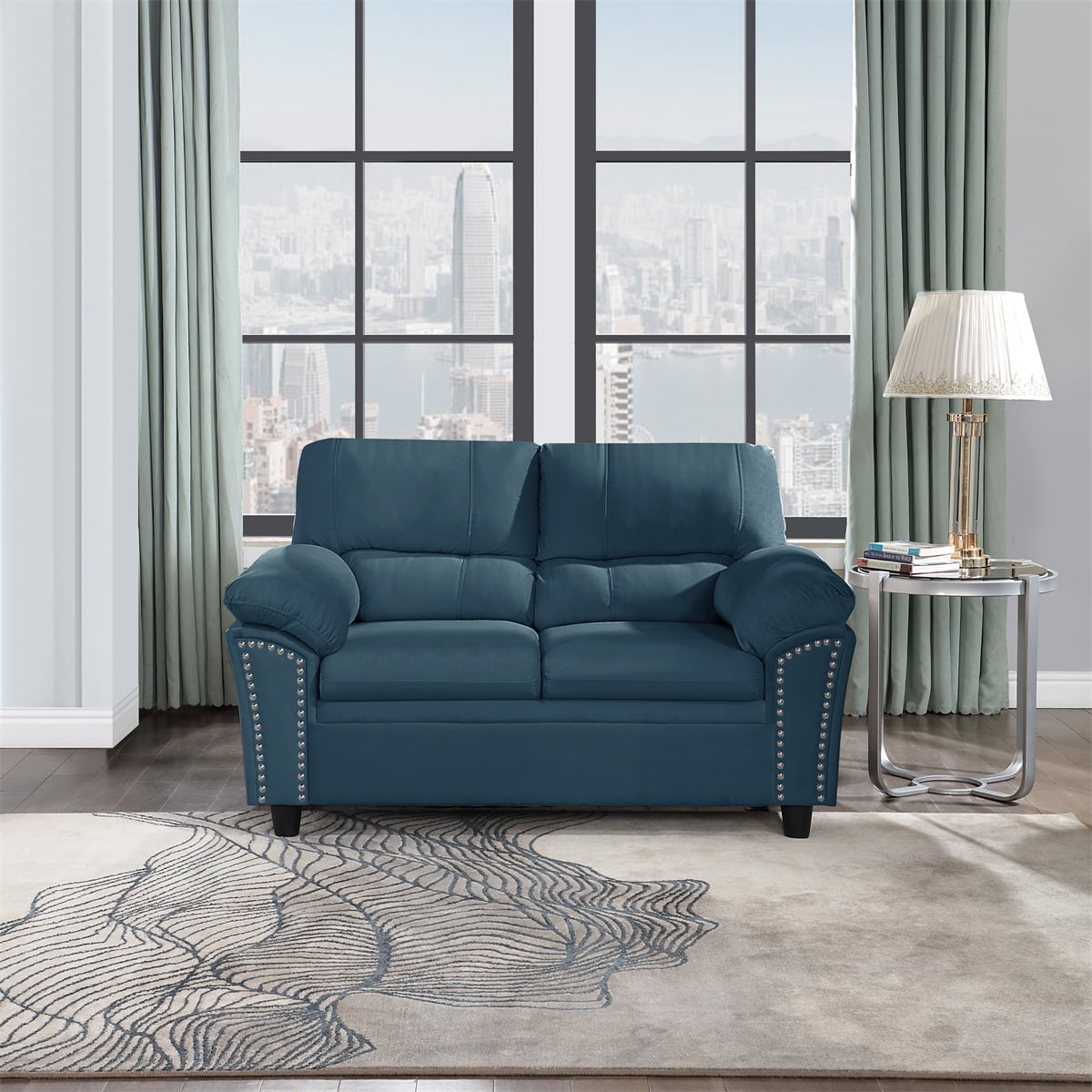 Modern Loveseat Sofa,Upholstered Fabric 2-Seater Couch Modular Loveseat ...