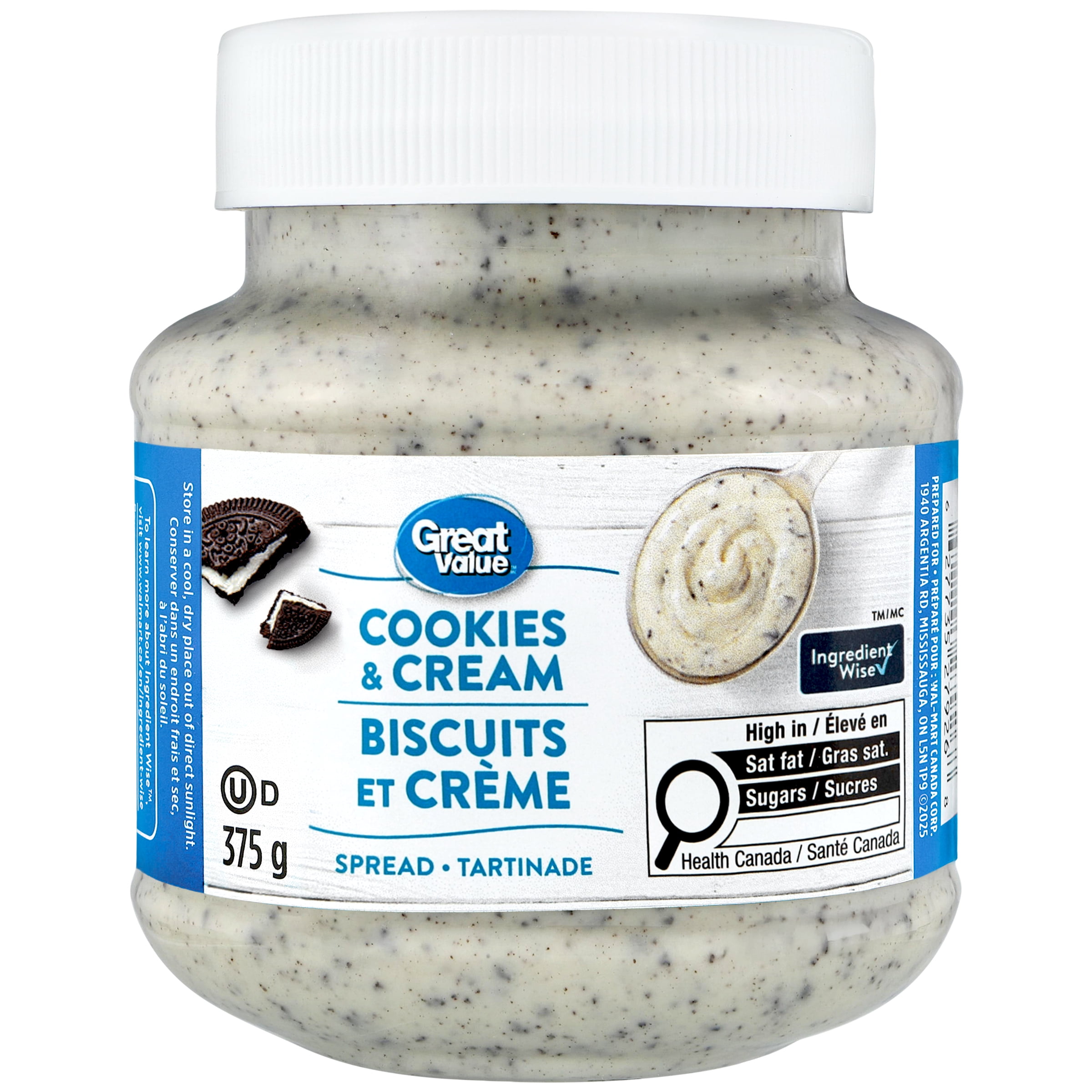 Great Value Cookies & Cream Spread, 375 g - Walmart.ca