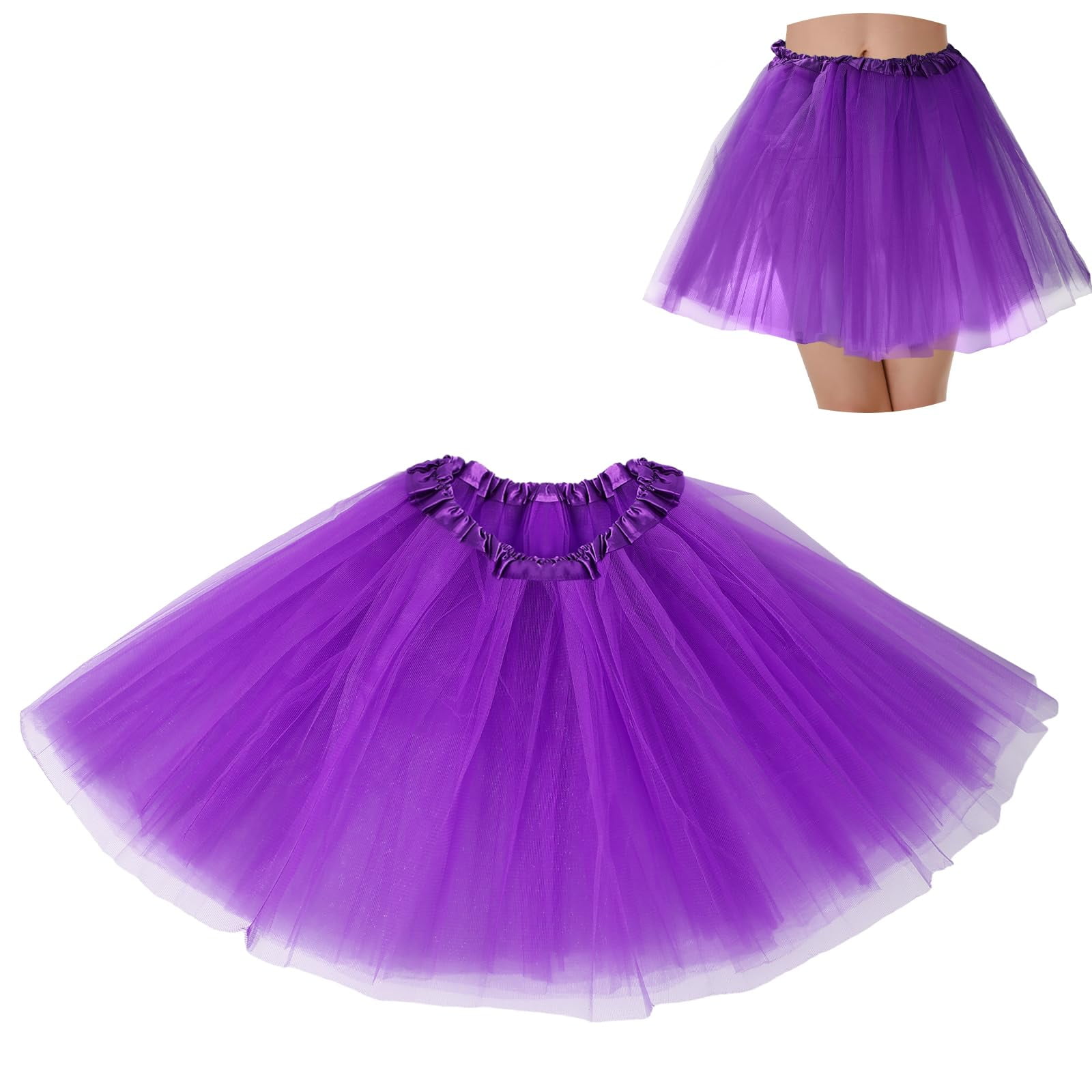 Falda tutú BFONS de tul morado de 3 capas para mujeres y niñas ...