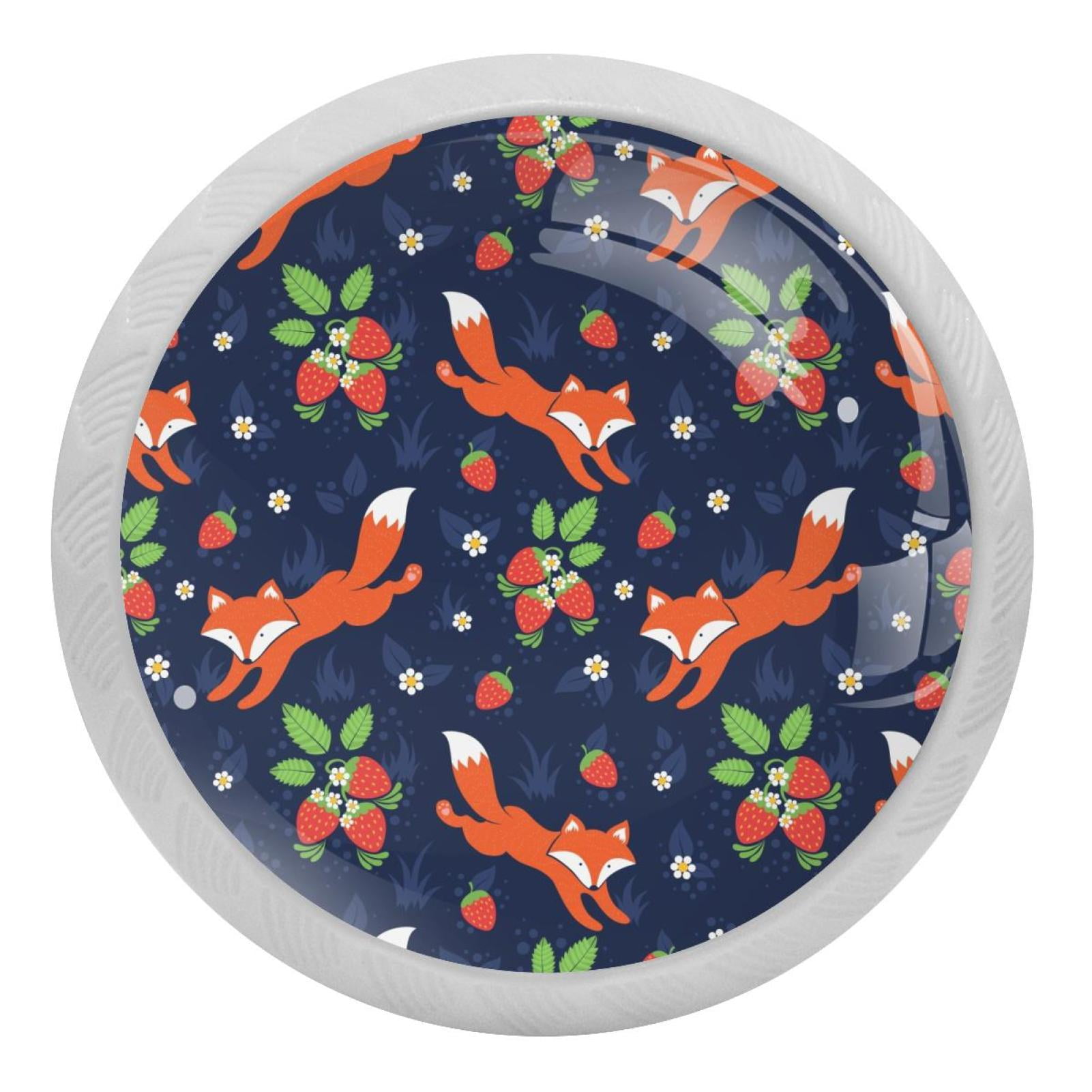 4PCS Round Fox Cabinet Fluorescence Knob Glowing in the Dark Furniture ...