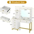 Large Afuhokles Makeup Vanity Desk, 5 Drawers, Mirror & Lights ...
