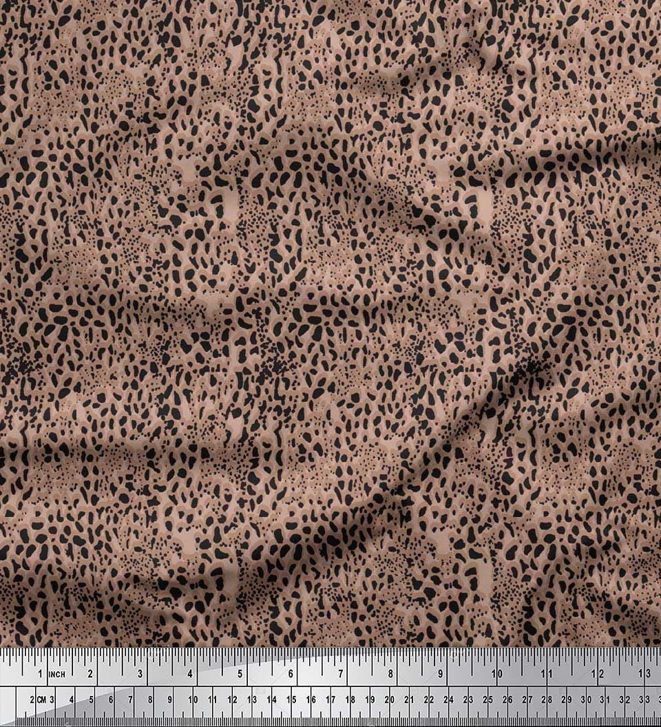 Soimoi Crepe Silk Fabric Leopard Animal Skin Print Fabric by The Yard ...