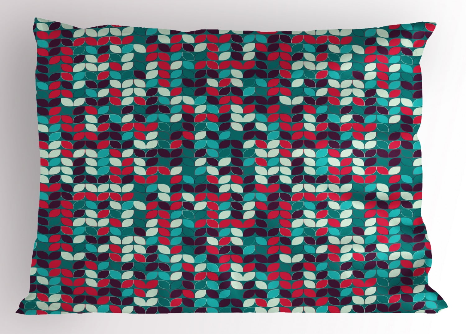 Abstract Pillow Sham, Oval Leaf-like Shapes Vertically Aligned in a ...