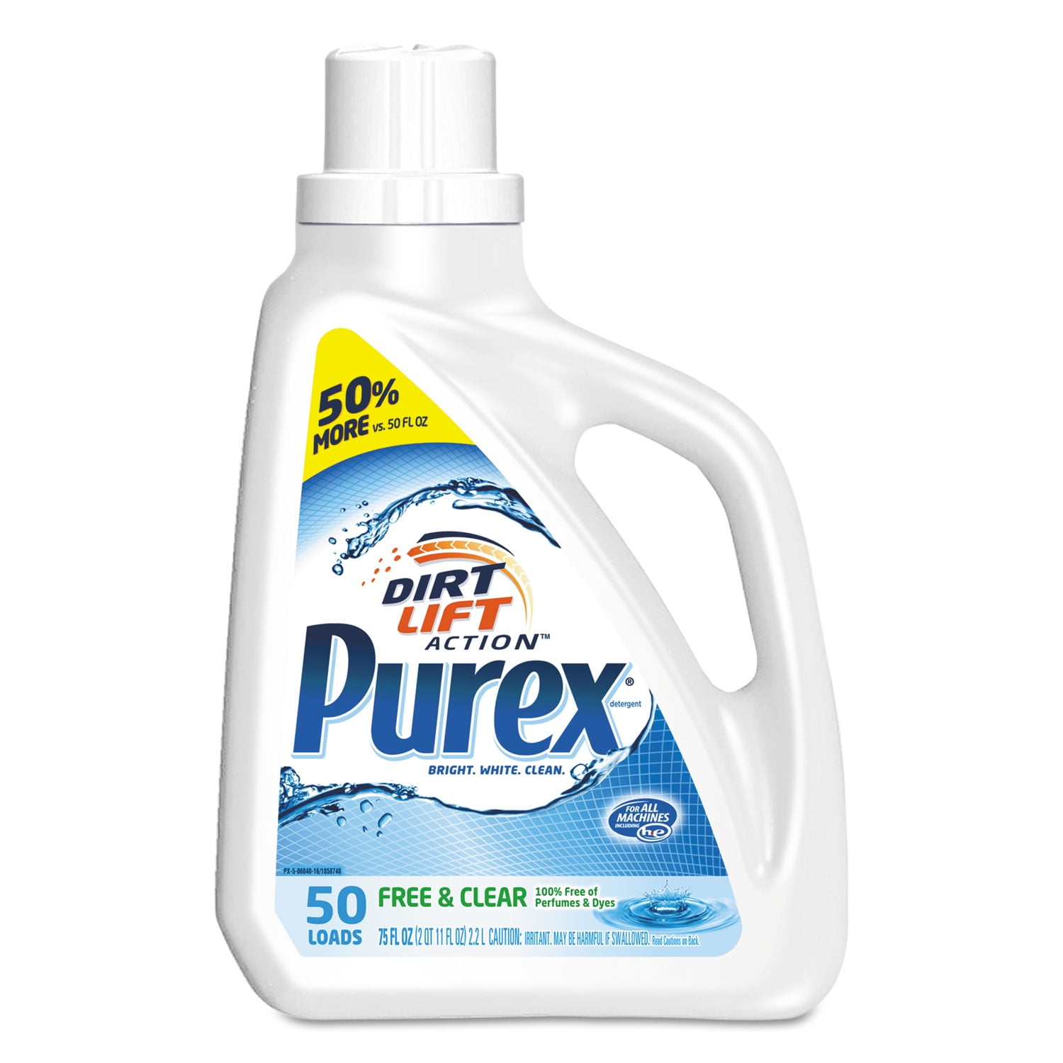 Purex Free and Clear Liquid Laundry Detergent Unscented 75 oz Bottle 6 ...