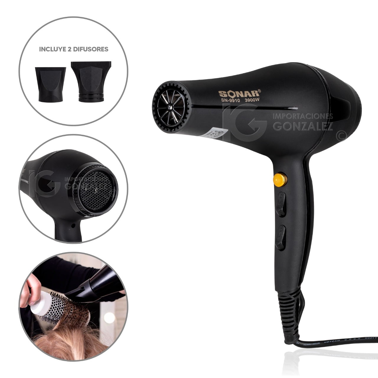 Secadora De Cabello Sonar® Sn-9910 Profesional Con Difusor Sonar Sn-9910 | Walmart en línea