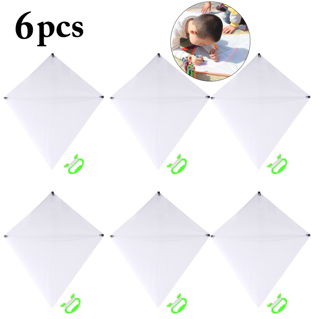 Cometa para niños de 6 uds, pintura en blanco creativa, cometa voladora DIY con giro y línea ...