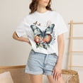 Butterfly Floral Print T-Shirt Botanical Design Unisex Heavy Cotton Tee ...
