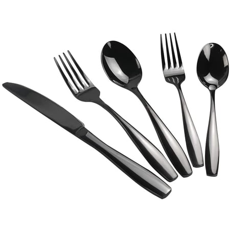 IGUOHAO 30 Pieces Matte Black Flatware, Stainless Steel Silverware Set ...