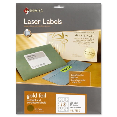 MACO Laser Gold Foil Notarial & Certificate Labels Round – 2.50 ...