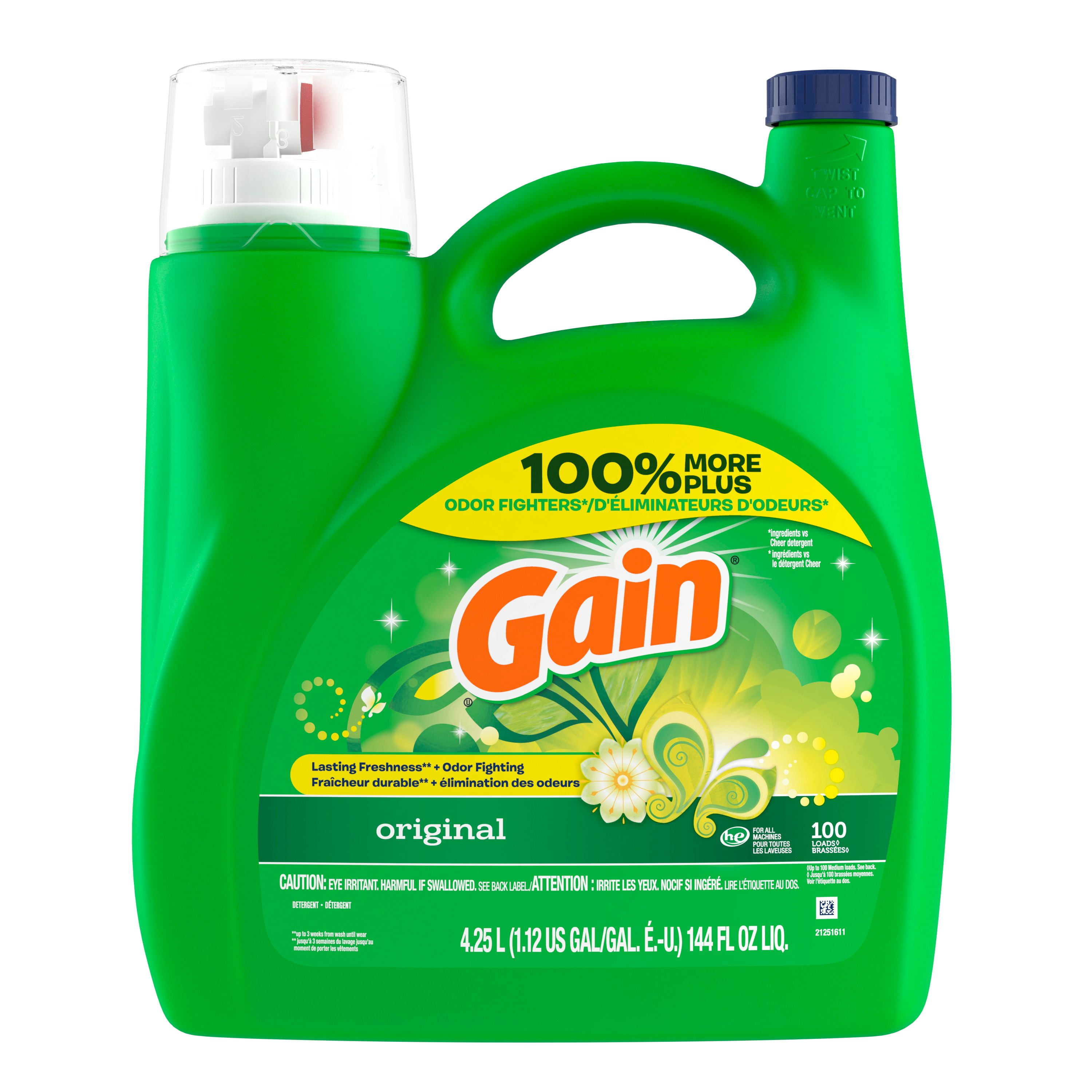 Gain Liquid Laundry Detergent, Original Scent, 4.2 L, 100 loads ...