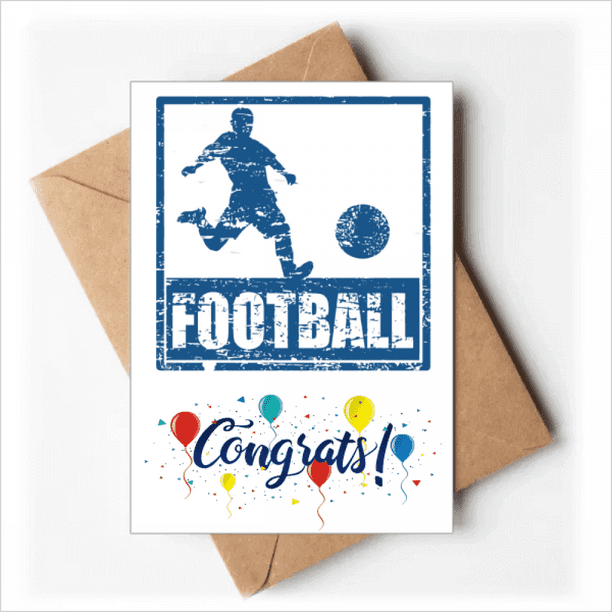 Blue Football Player Kick Football Wedding Cards Congratulations ...