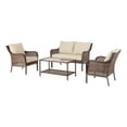 Mainstays Tuscany Ridge 4-Piece Wicker Outdoor Conversation Set, Beige ...