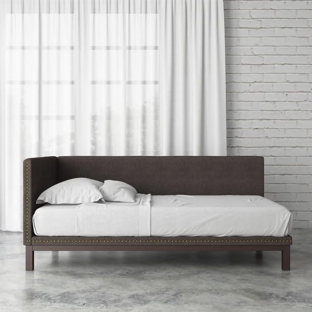 Bellamy Studios Mid Century Upholstered Modern Daybed, Twin, Gray Linen ...