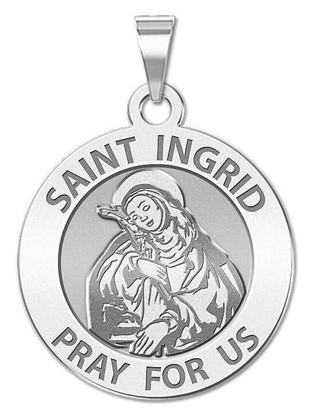 Saint Ingrid Religious Medal - 2/3 Inch Size of Dime, Sterling Silver ...
