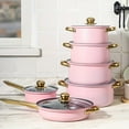 12pcs Pink Non-Toxic Stainless Steel Cookware Set, Non-Stick Pots ...