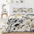American Pastoral Comforter Set King Size, Flowers Bird Gray Leaf Soft ...