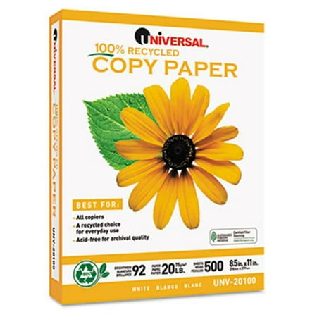 Universal 20100 100 Percent Recycled Copy Paper, 92 Brightness, 20lb, 8 ...