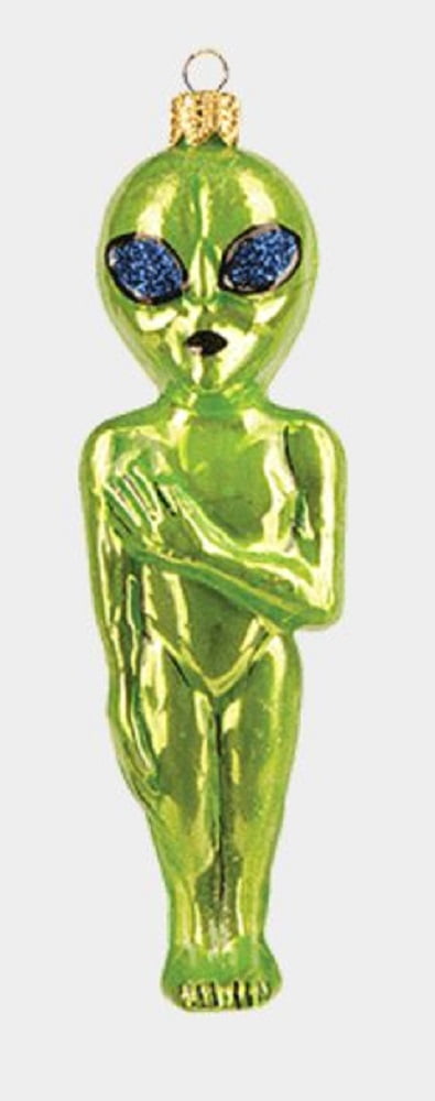 Green Outer Space Alien Polish Glass Christmas Tree Ornament Decoration ...