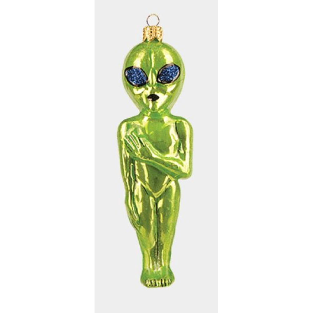 Green Outer Space Alien Polish Glass Christmas Tree Ornament Decoration ...