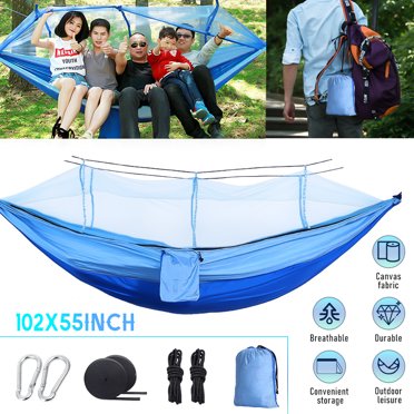 Portable Double Hammock with Net, Lightweight Nylon Camping Hammock ...
