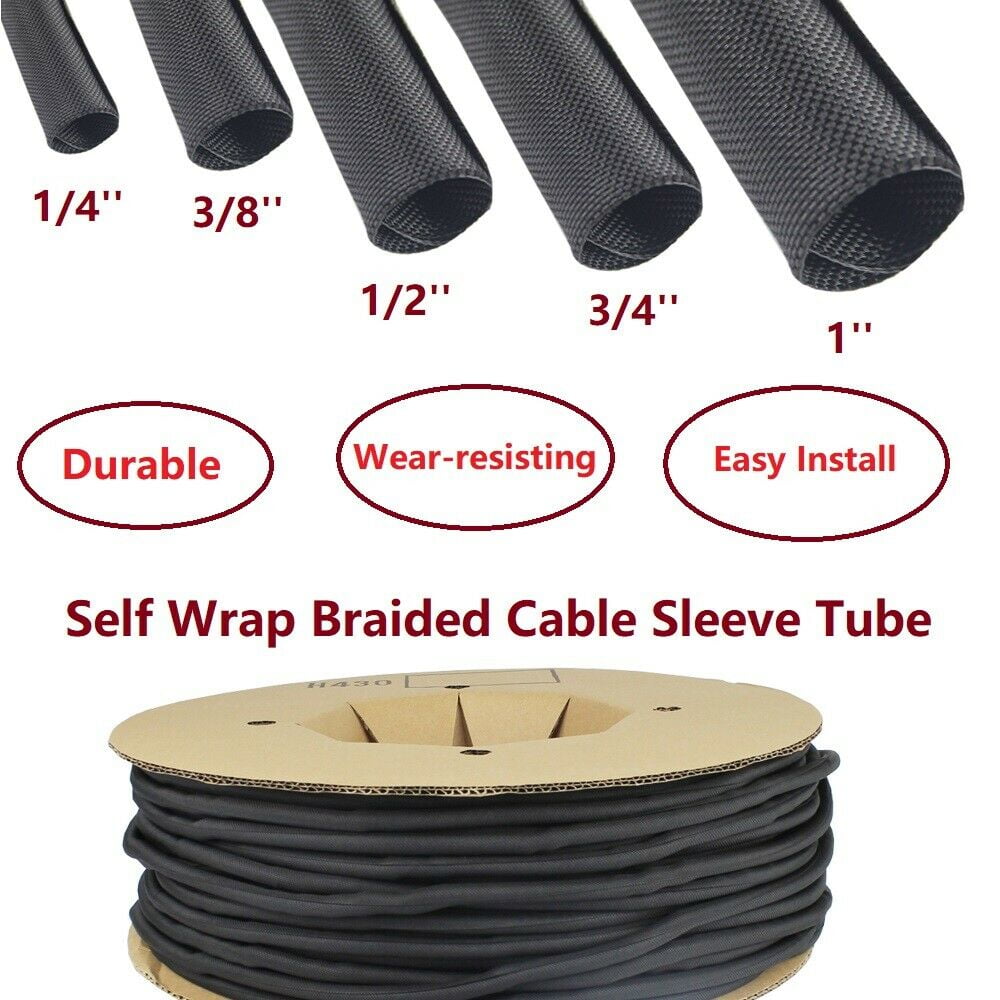 Wire Loom Self-Wrap Around Tube Braided Cabling Sleeve Cord Guard ...