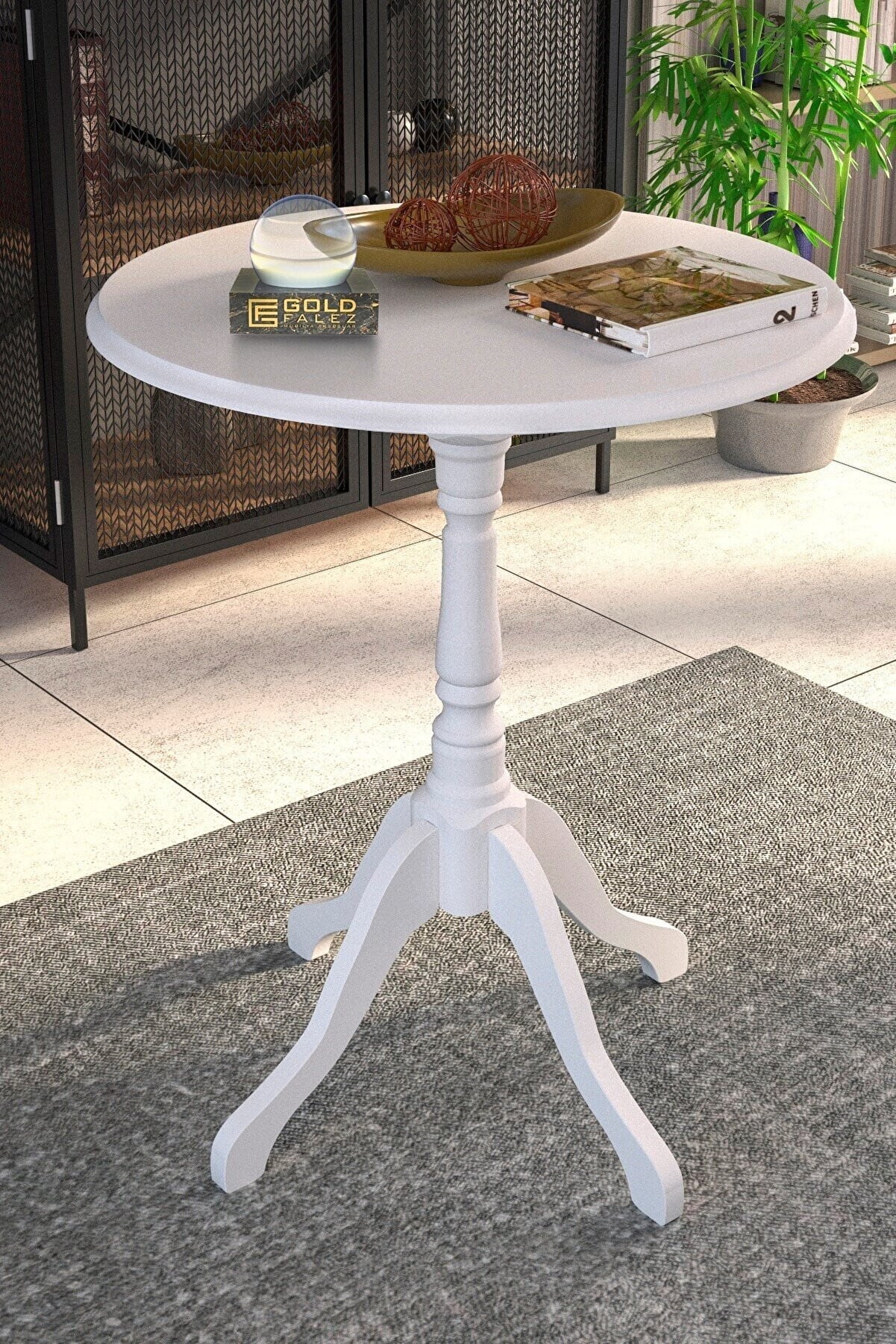 White Side Table,MDF Round Rustik End Table,Farmhouse End Table,Bed ...