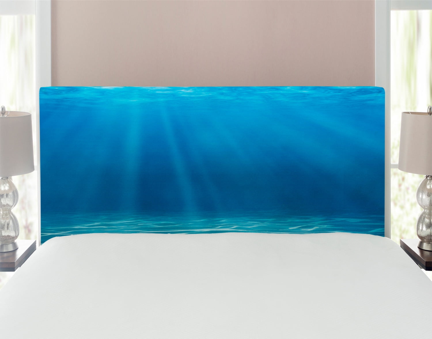 Ocean Headboard, Sun Rays Bursting into Deep Under Sea Wilderness ...