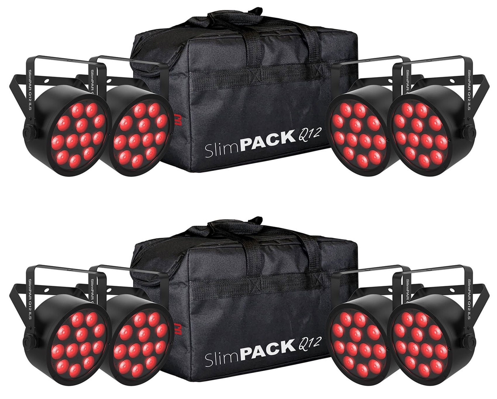(2) Chauvet DJ SlimPACK Q12 ILS (8) SlimPAR Q12 ILS RGBA Lights+DMX ...