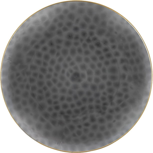 EcoQuality 9" inch Round Hammered Translucent Black Plastic Dinner ...