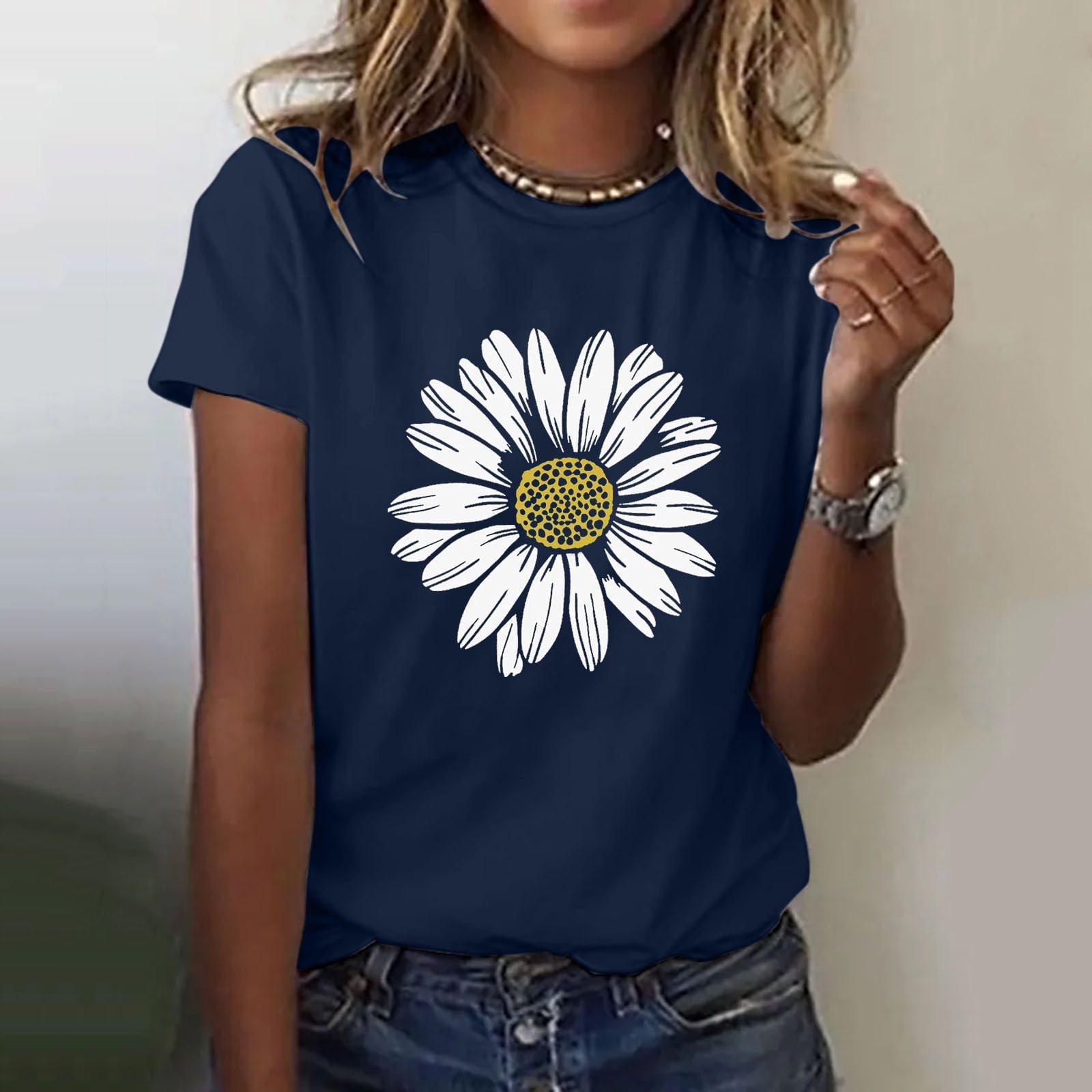 Click here for Xiaowwww Women Sunflower Summer T Shirt Plus Size... prices