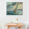 Acheng Blue Abstract Wall Art Ocean Sailboat Picture Modern Coastal ...