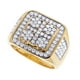10K Yellow Gold Real Diamond Square Pinky Men's Ring 1.90 CT 18MM ...