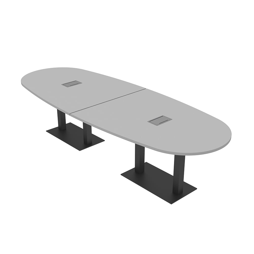 12 Person Boat Oval Powered Conference Table With Square Metal Bases ...