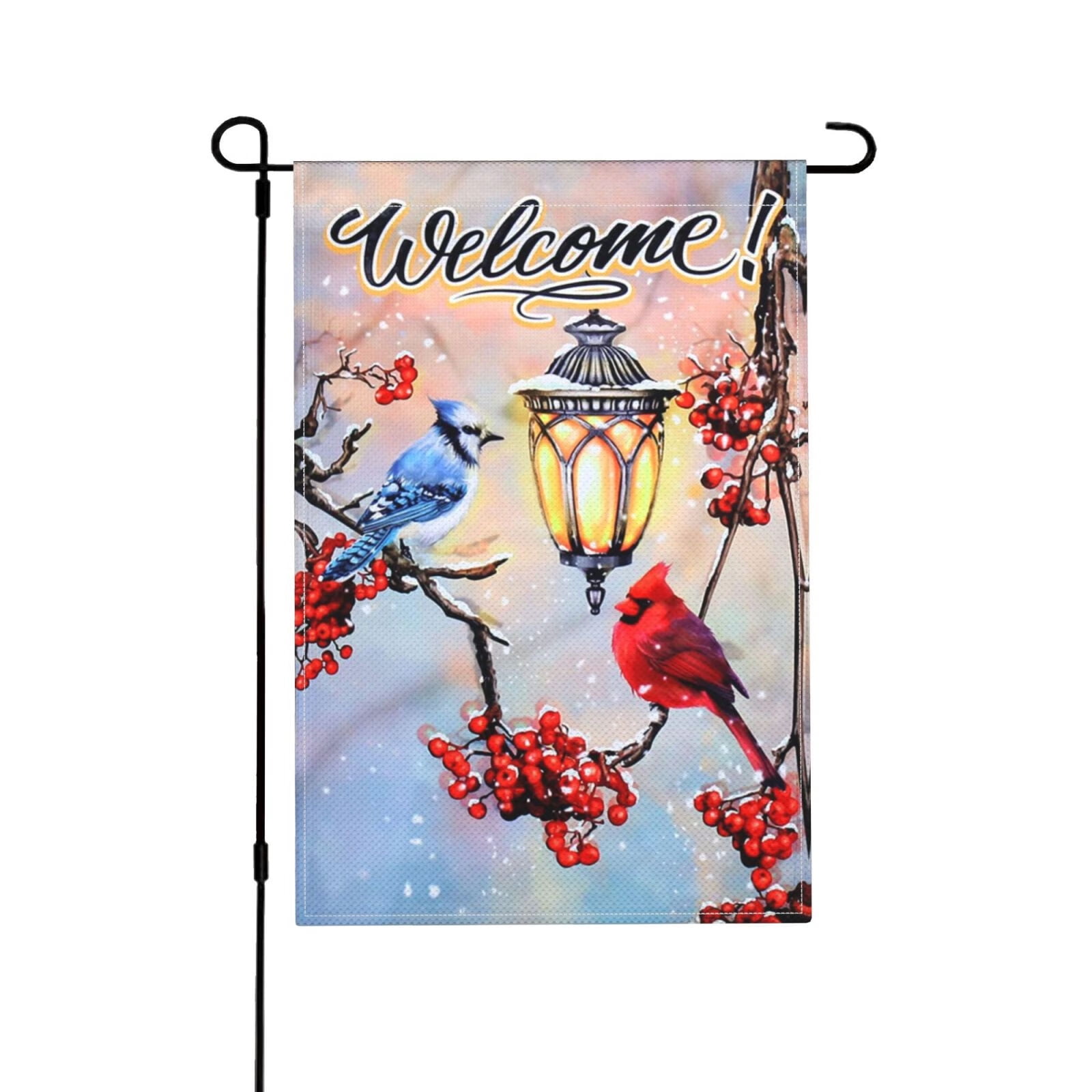 Welcome Winter Flags, Blue Jays Cardinals Home Decorative Garden Flag ...