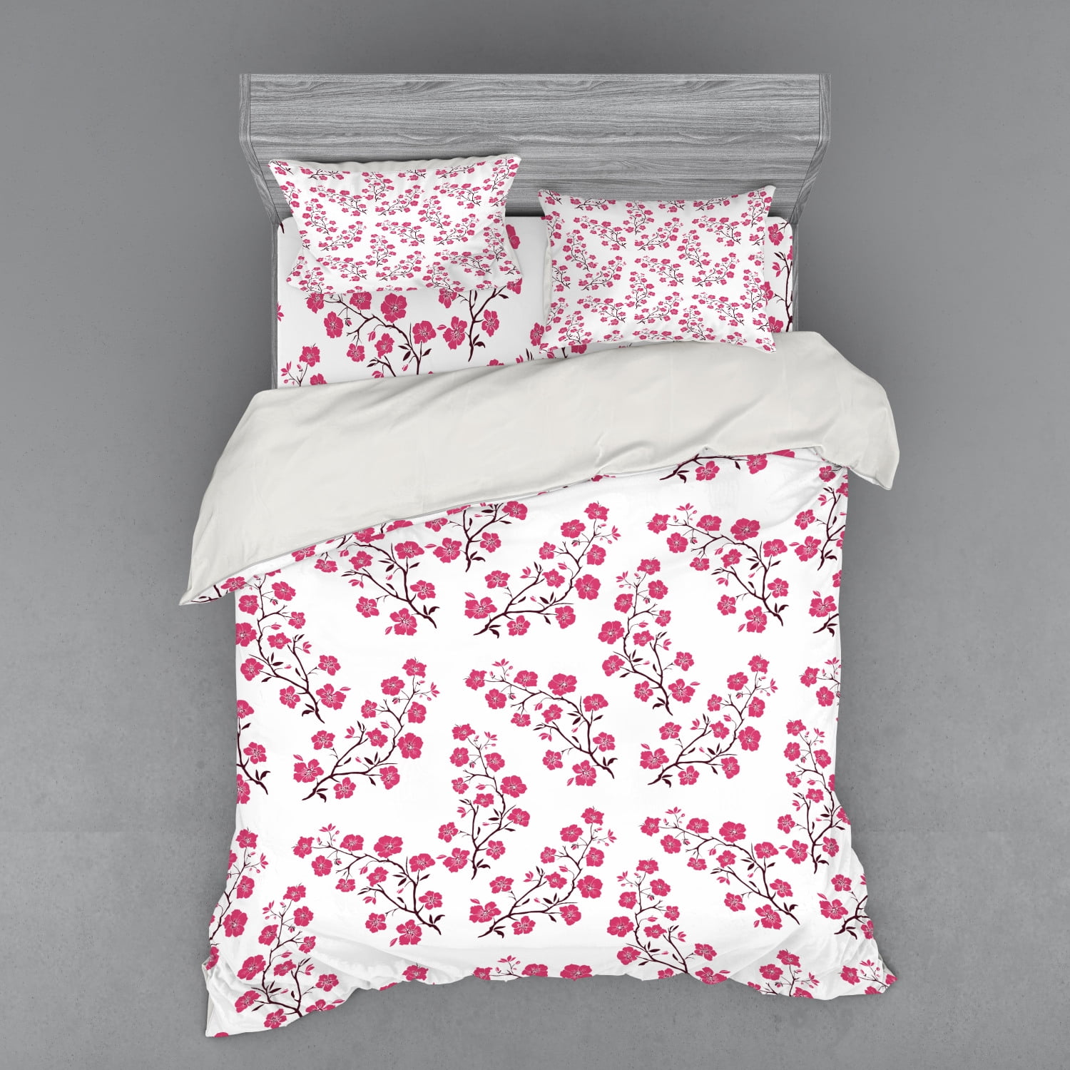 Ambesonne Floral Bedding Set 4 Pcs, Twigs of Sakura Tree, Queen ...