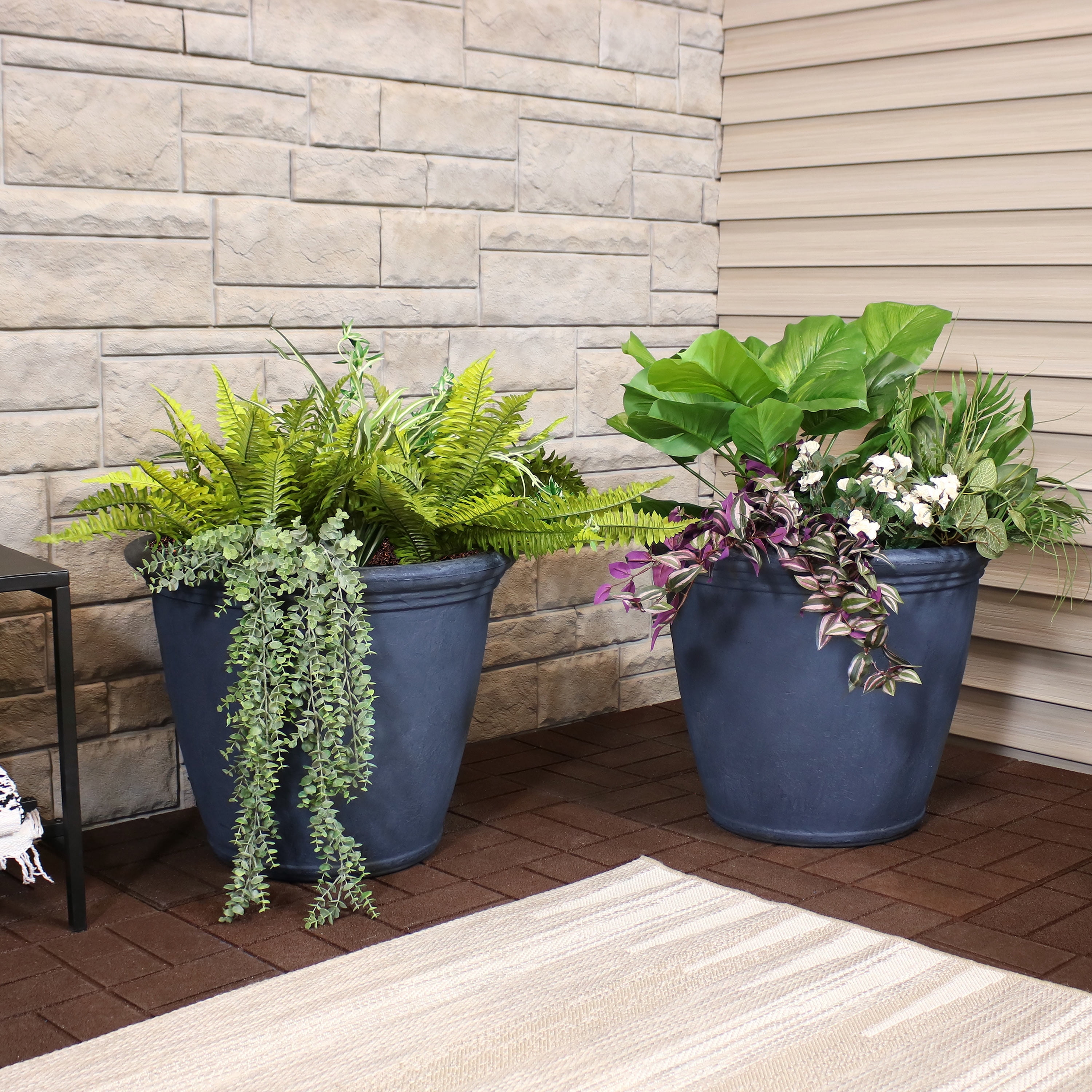 Sunnydaze Anjelica Outdoor Flower Pot Planter Slate Finish 24 inch