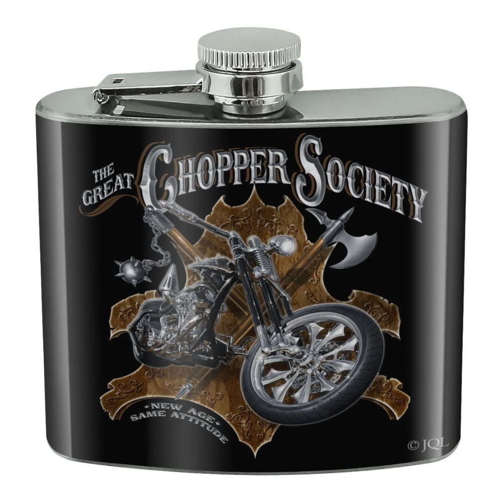 Great Chopper Society Axe Mace Biker Motorcycle Stainless Steel 5oz Hip ...