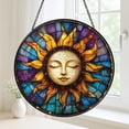 Celestial Sun Expression Window Suncatcher, Decorative Stained Glass ...