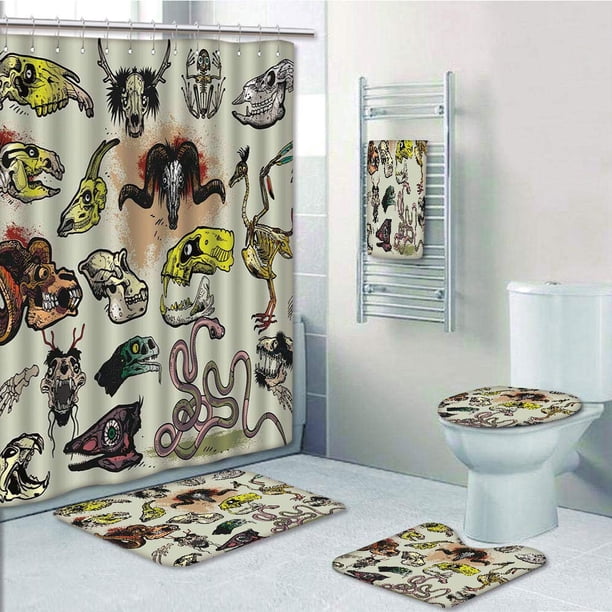 EREHome Modern Animal Skeleton Icons Composition with Gothic Faces Dead ...
